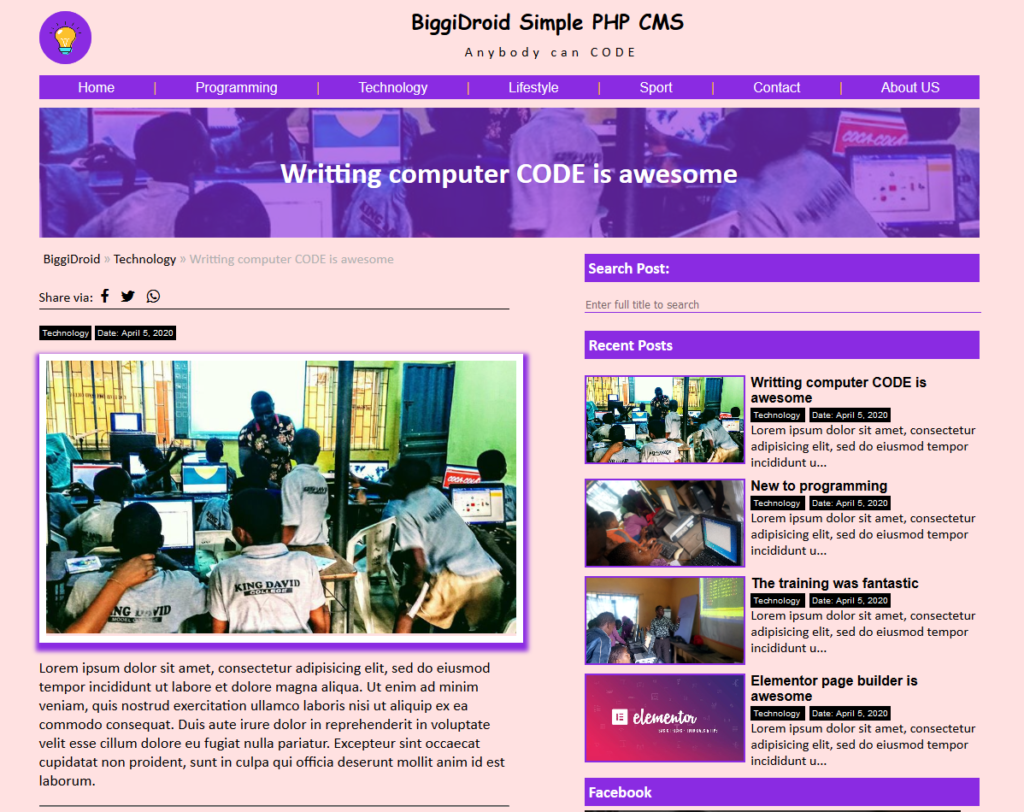 Simple PHP Blog with realtime comment updater Like Facebook comment. - BiggiDroid
