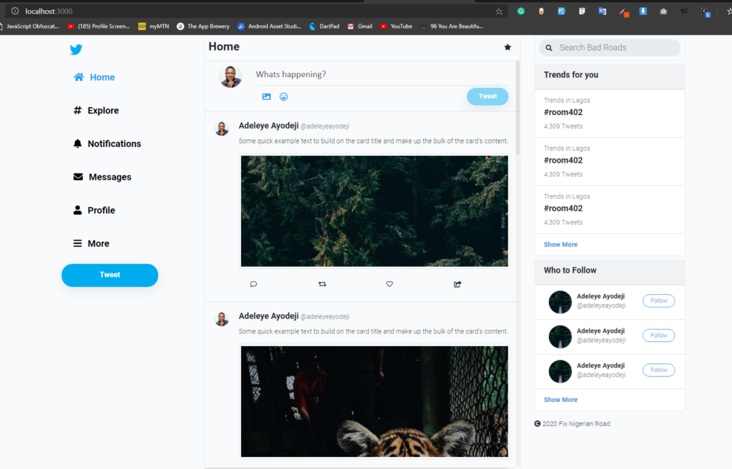 Twitter Clone with React JS, React Redux - BiggiDroid